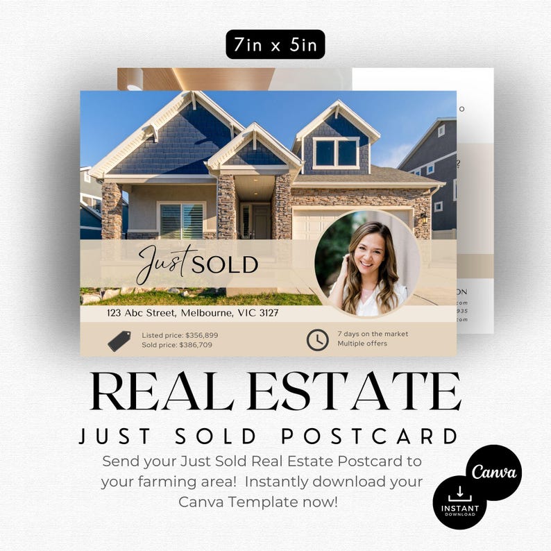 Just Sold Real Estate Postcard Template | Listing Presentation | Real ...