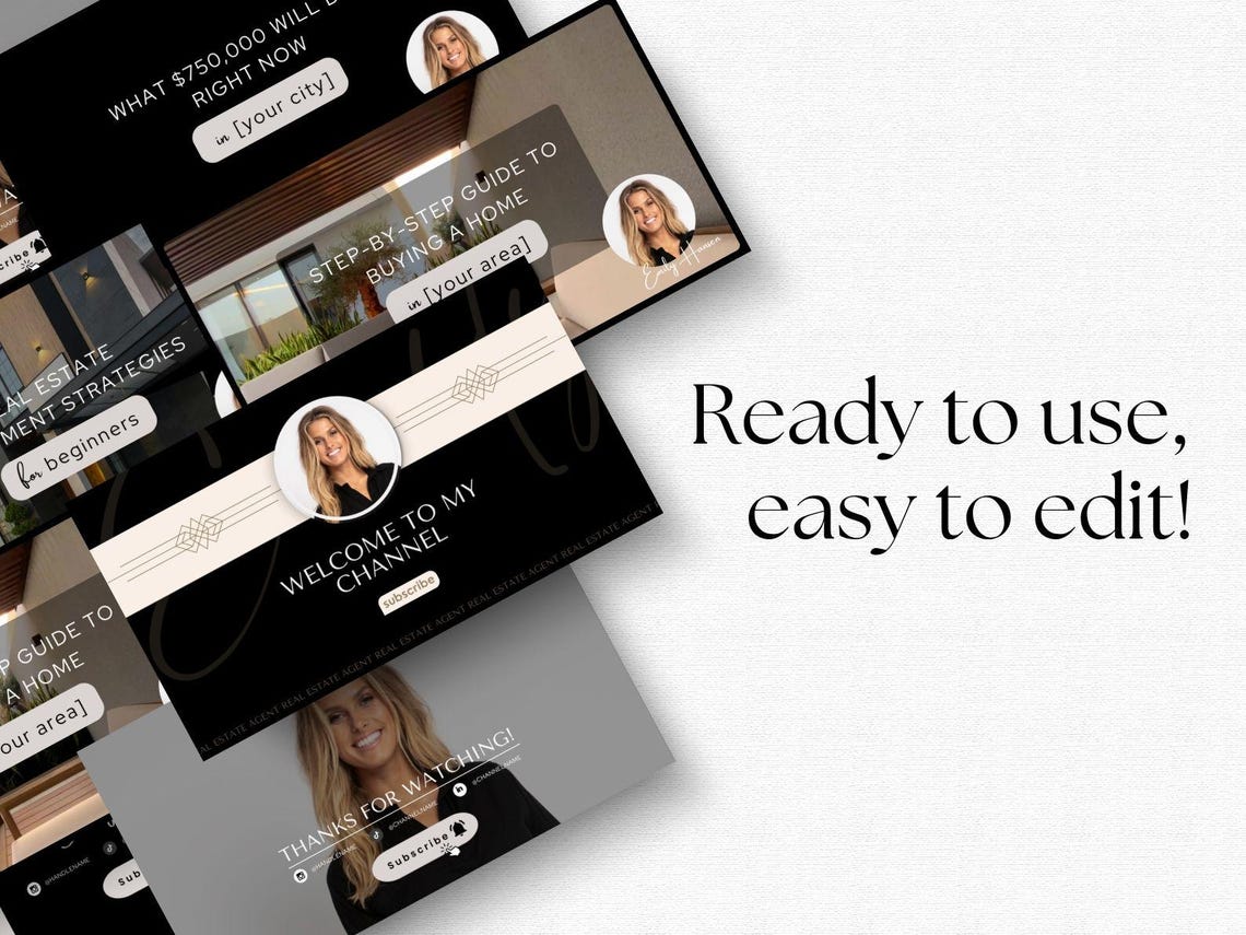 Realtor Youtube Intro & Outro Templates: Real Estate Branding (DIY ...