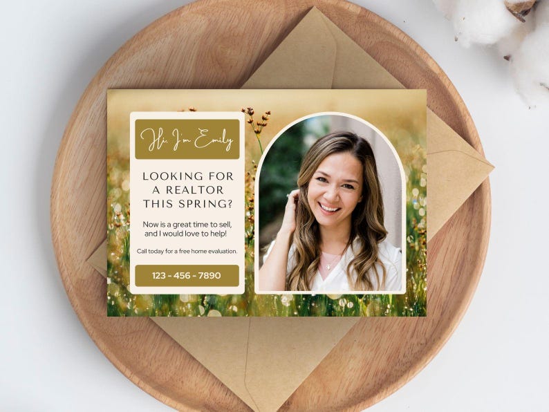 Spring Real Estate Postcard: Green Floral Design, Realtor Marketing ...