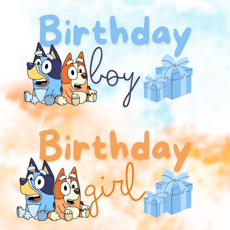 Bluey Birthday Digital Download Birthday Boy & Girl Pngs Bluey Party ...