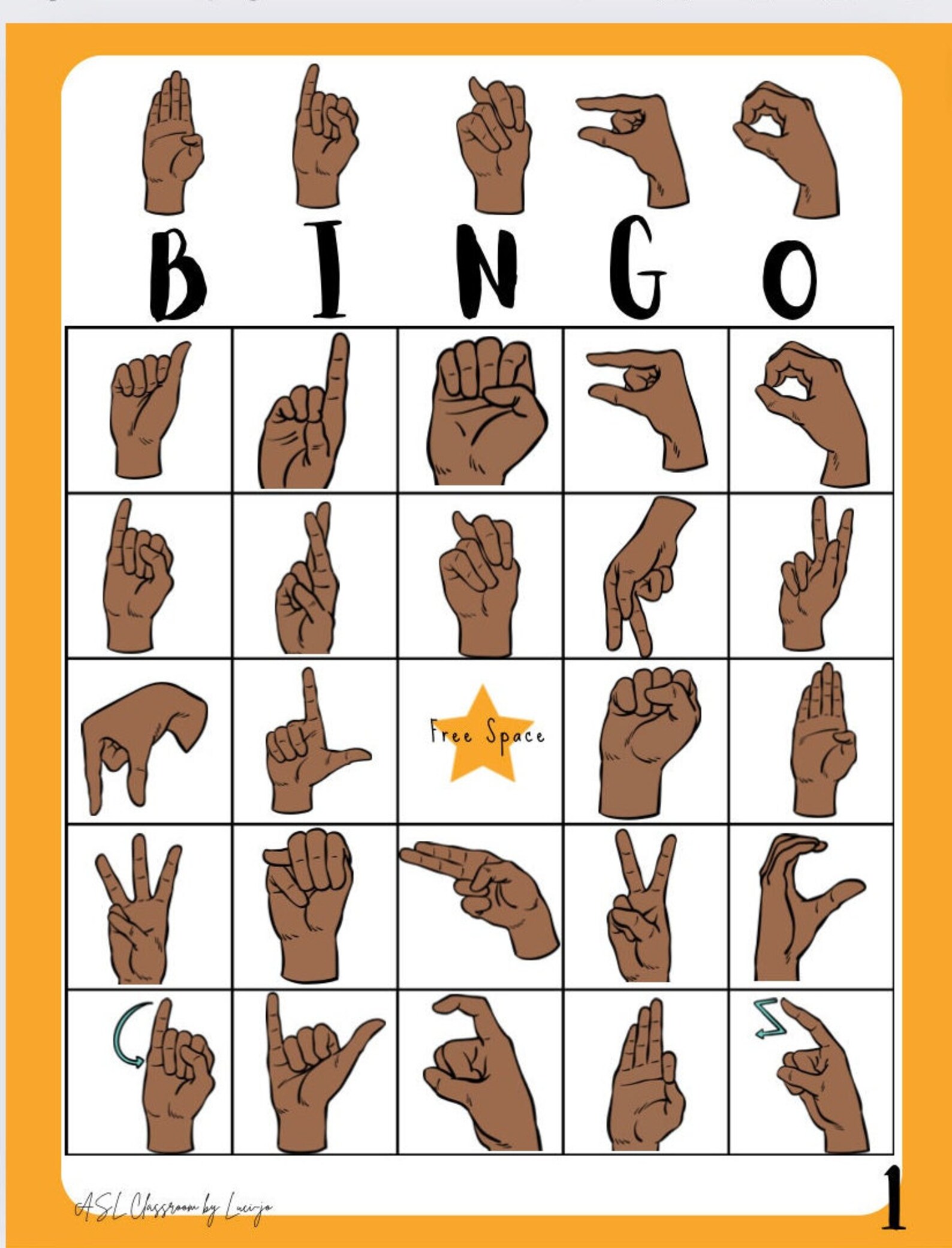 ASL Inclusive Skin Tones BINGO Cards for All Ages - Etsy