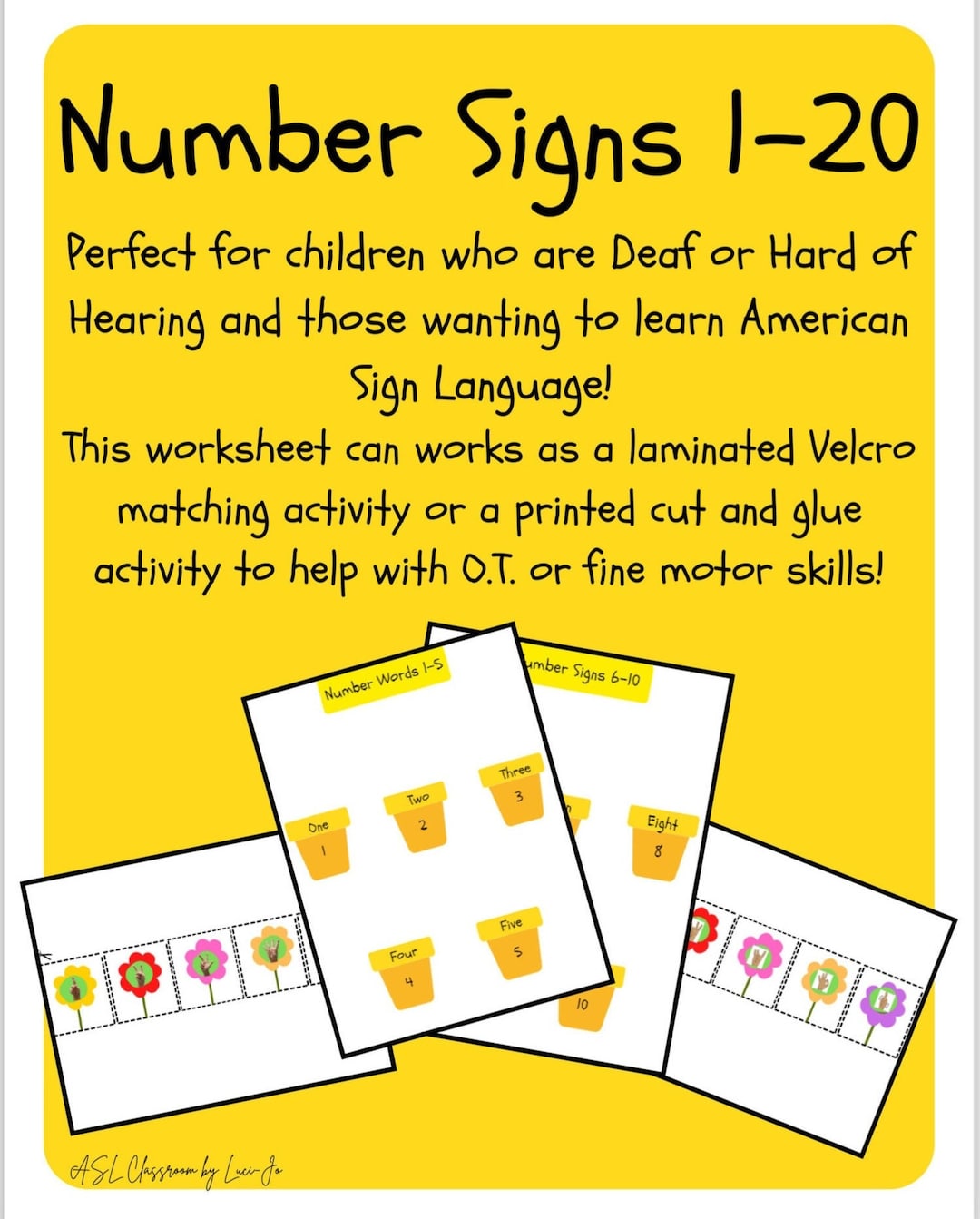 ASL Number Sign Worksheets, Deaf Education, American Sign Language ...