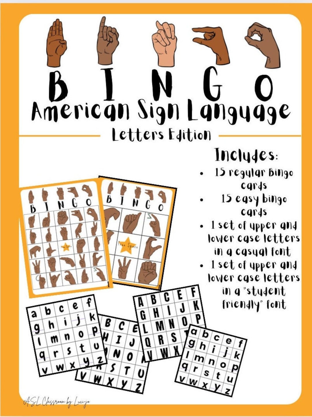 ASL Inclusive Skin Tones BINGO Cards for All Ages - Etsy