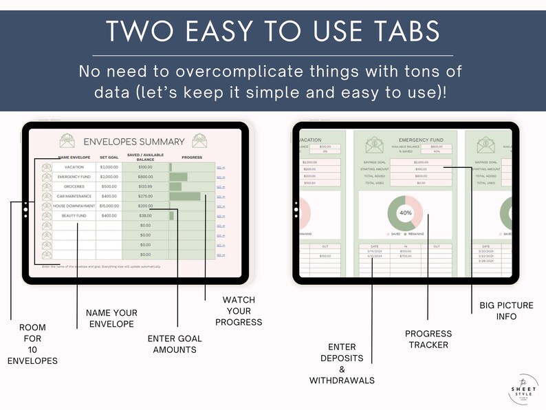 Simple Cash Envelope Spreadsheet - Finance Spreadsheet for Digital Envelope Cash Stuffing, Use ...