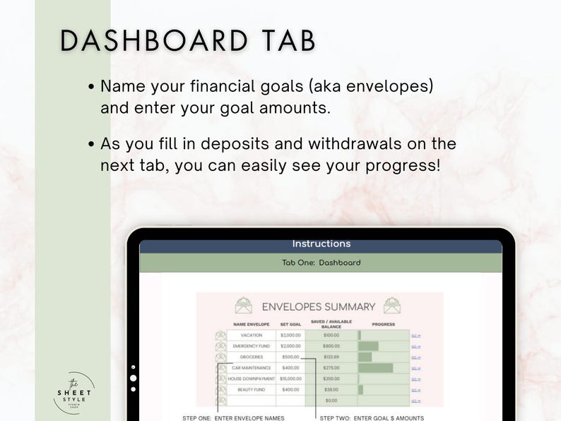 Simple Cash Envelope Spreadsheet - Finance Spreadsheet for Digital ...