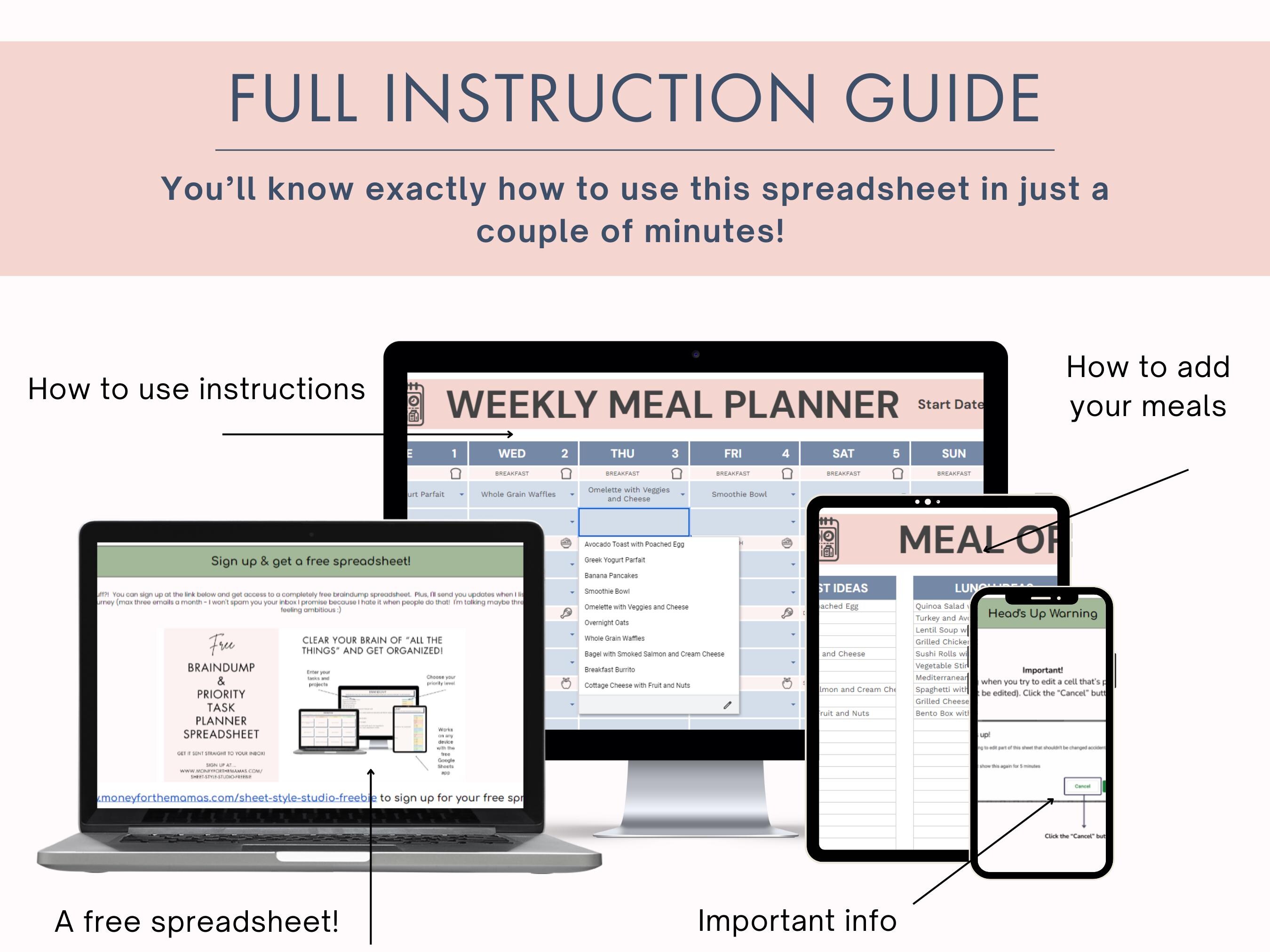 Weekly Meal Planner and Grocery List Template - Digital Meal Prep and ...