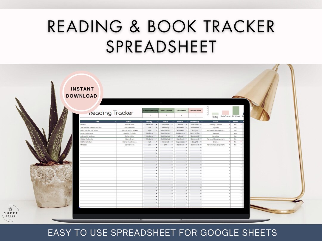 Reading Tracker Spreadsheet - Ultimate Digital Reading Planner for ...