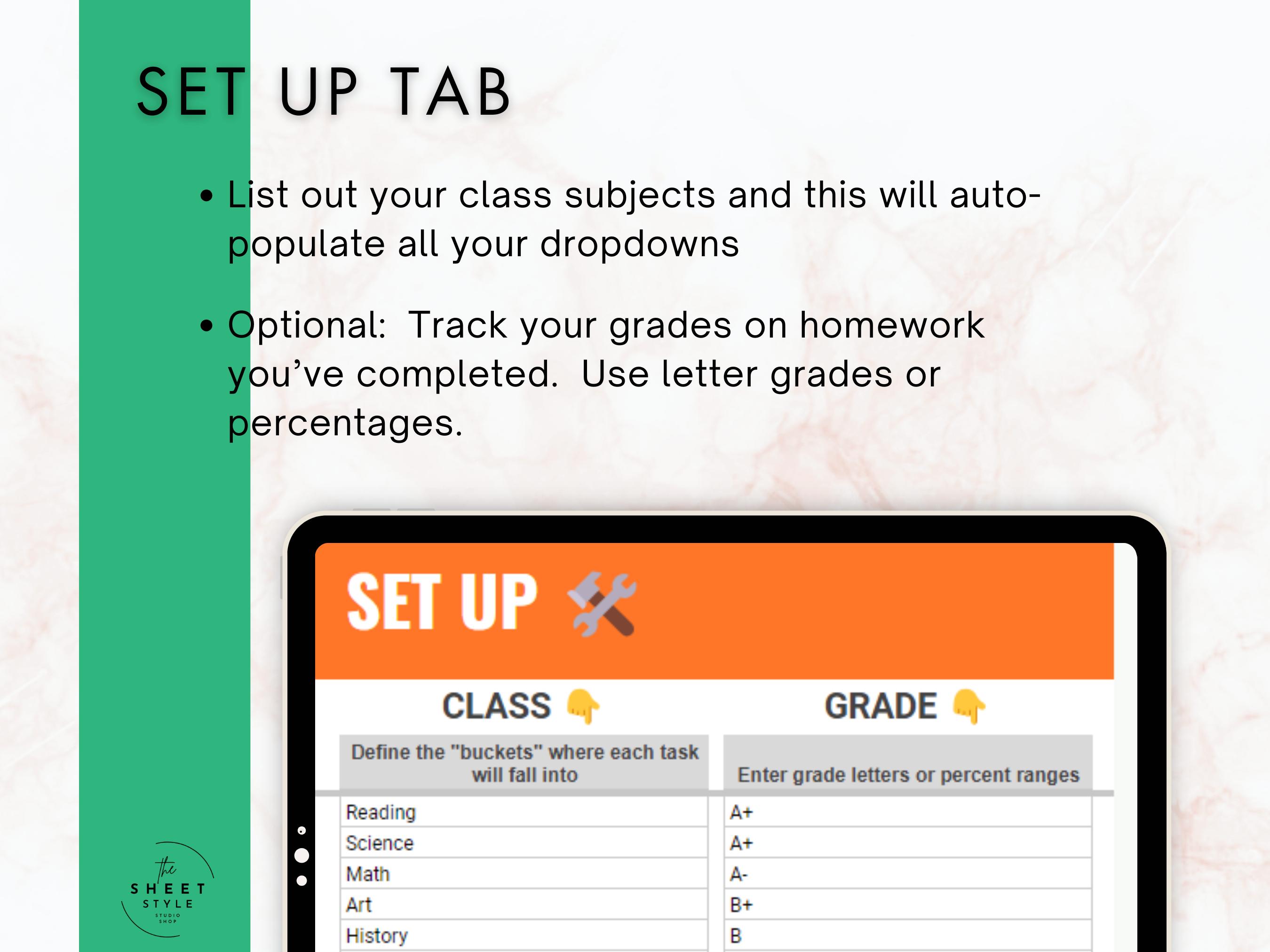 Kids Assignment Tracker Spreadsheet - Google Sheets Digital Student ...