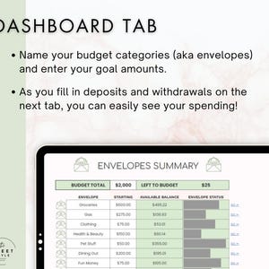 Simple Cash Envelope Spreadsheet - Finance Spreadsheet for Digital ...