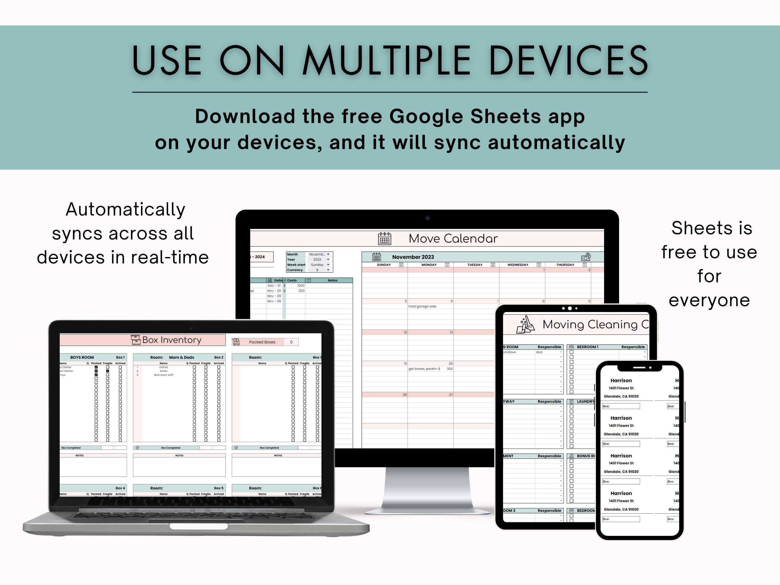 All-in-one Moving Planner Spreadsheet - Moving Checklist, Packing List ...