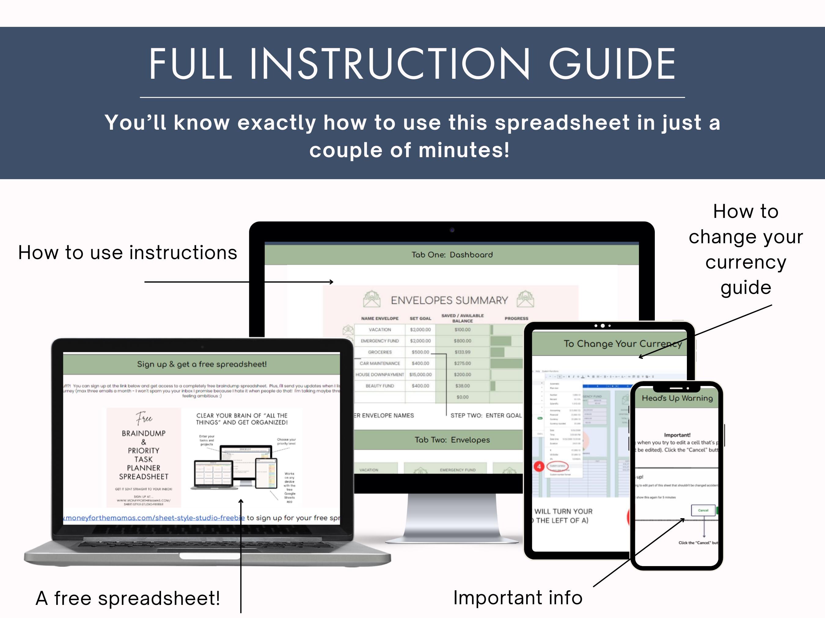 Simple Cash Envelope Spreadsheet - Finance Spreadsheet for Digital ...