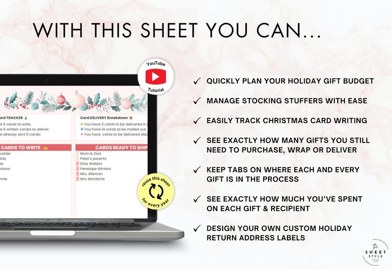 Christmas Gift Tracker for Google Sheets | Christmas Budget Planner for ...