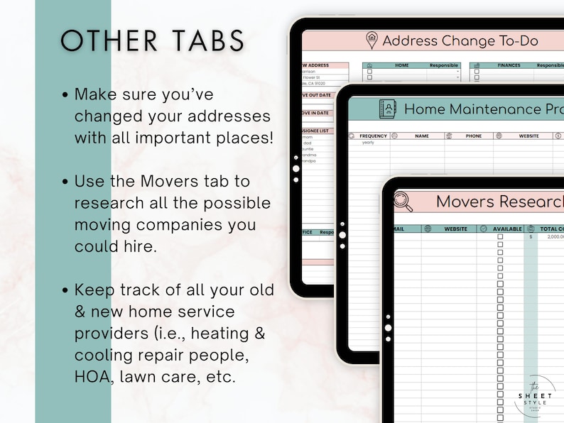 All-in-one Moving Planner Spreadsheet - Moving Checklist, Packing List ...