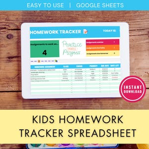 Kids Assignment Tracker Spreadsheet - Google Sheets Digital Student ...