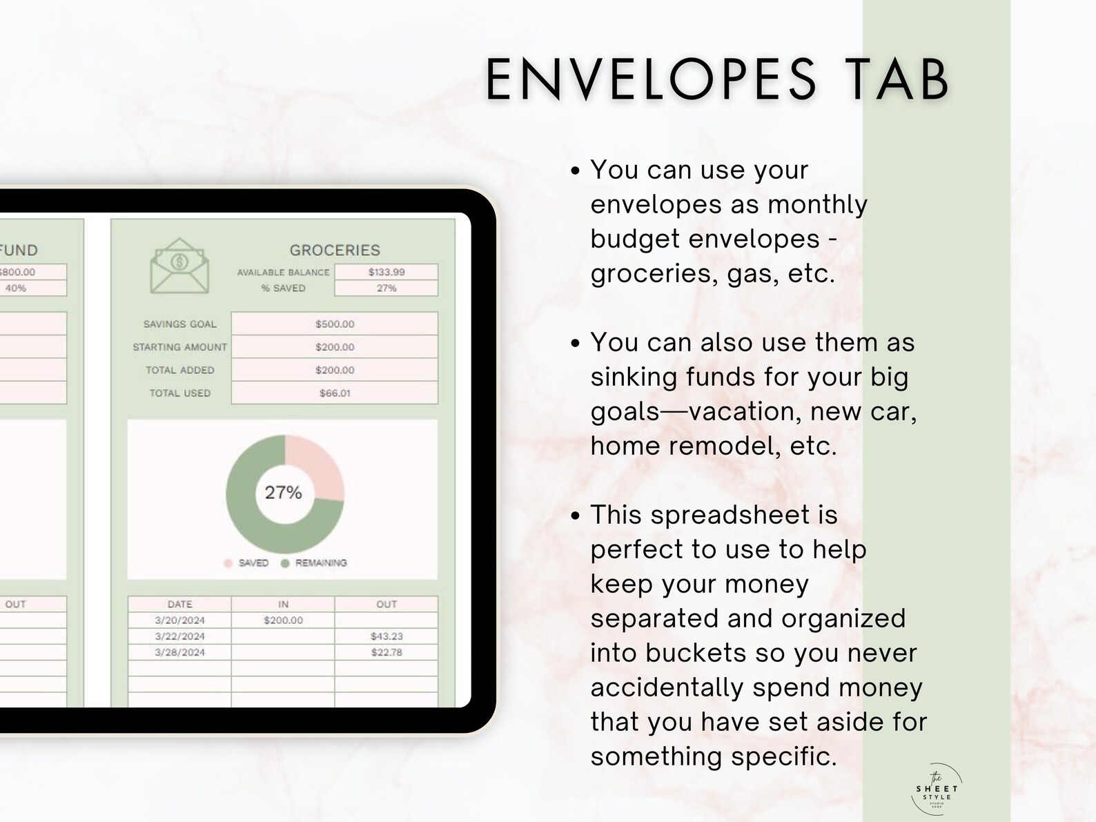 Simple Cash Envelope Spreadsheet - Finance Spreadsheet for Digital ...