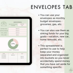 Simple Cash Envelope Spreadsheet - Finance Spreadsheet for Digital ...