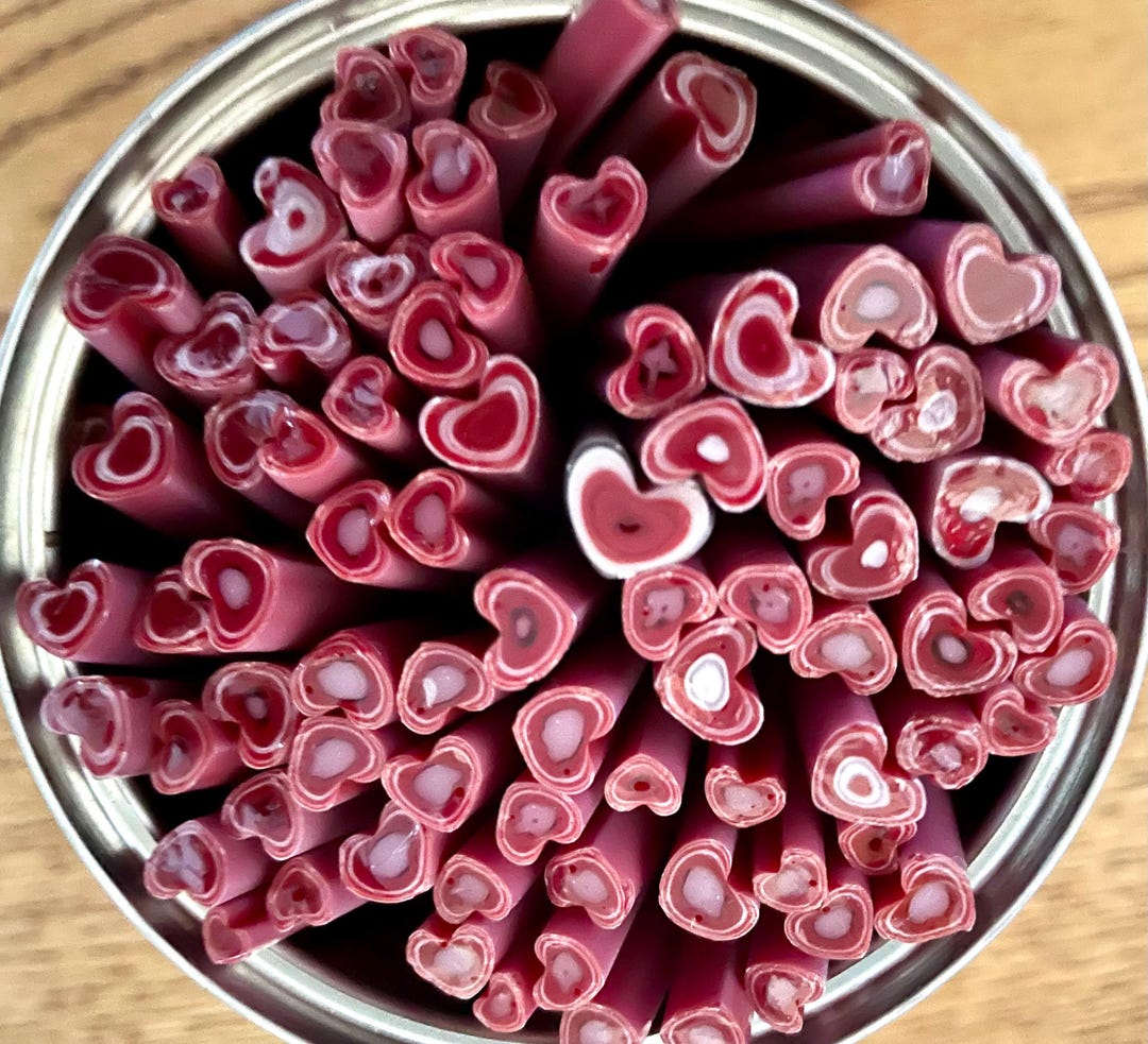 Heart Vitrigraph Cane Bullseye 90 COE Fusing Supplies (1 Oz) - Etsy