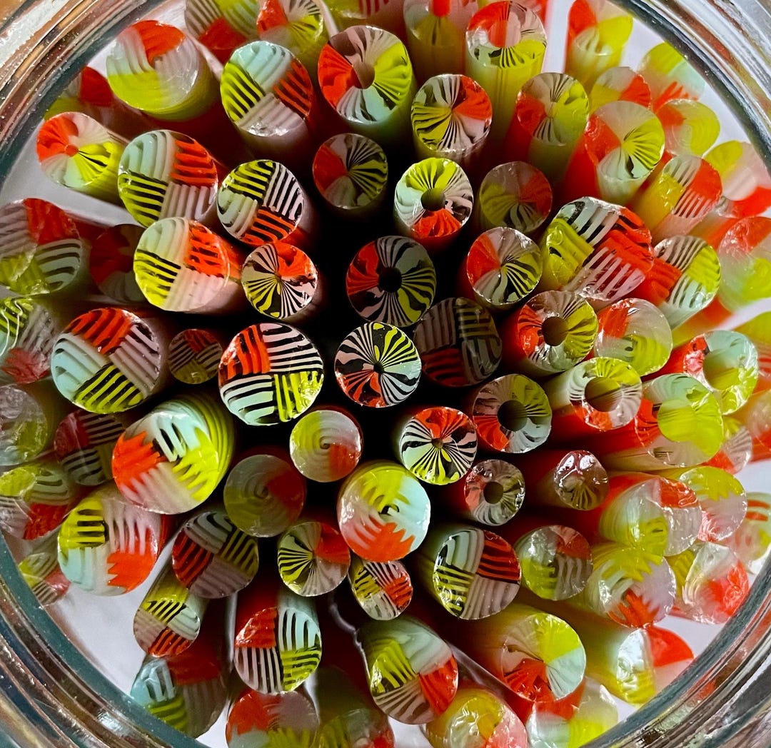 Rainbow Bullseye COE 90 Vitrigraph Murrini Cane: Fusing Lampwork ...