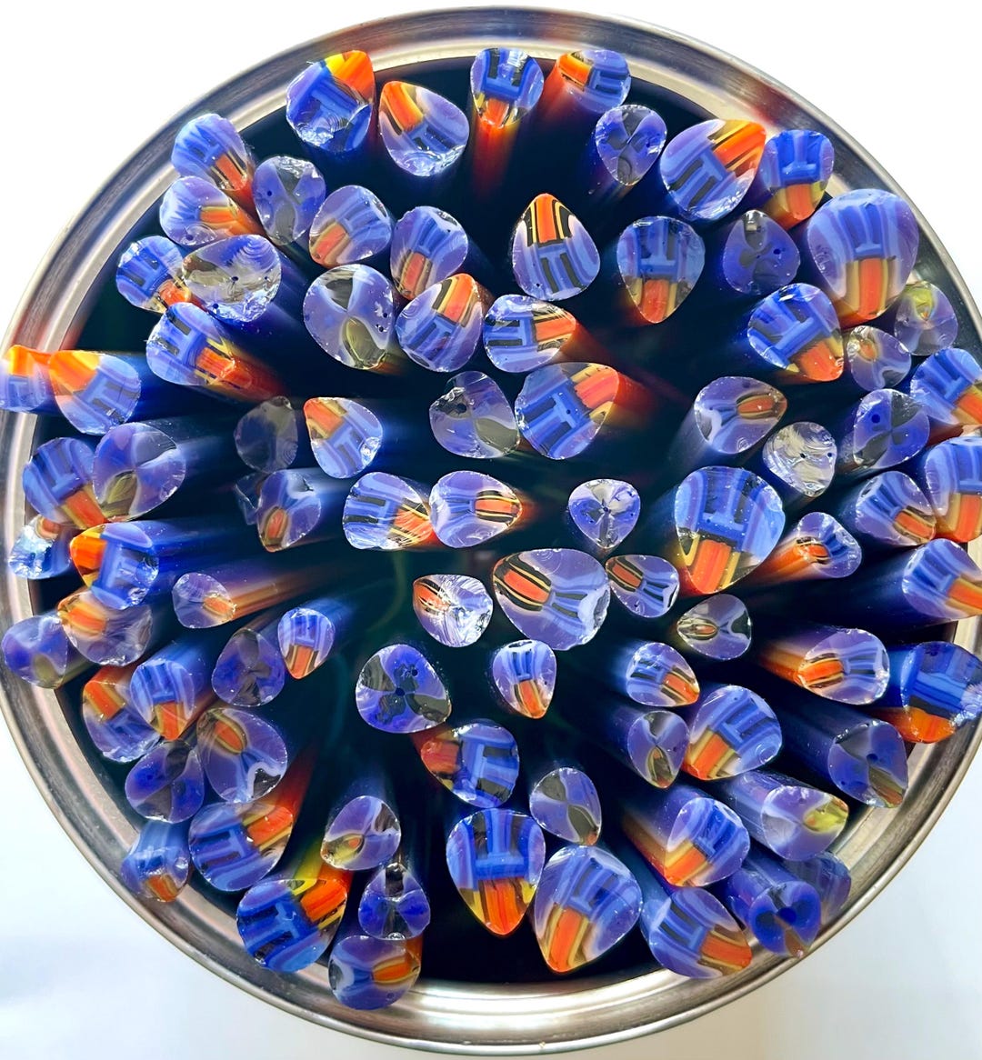 PETAL FLOWERS Bullseye 90 Coe Hand Pulled Vitrigraph Organic Cane ...
