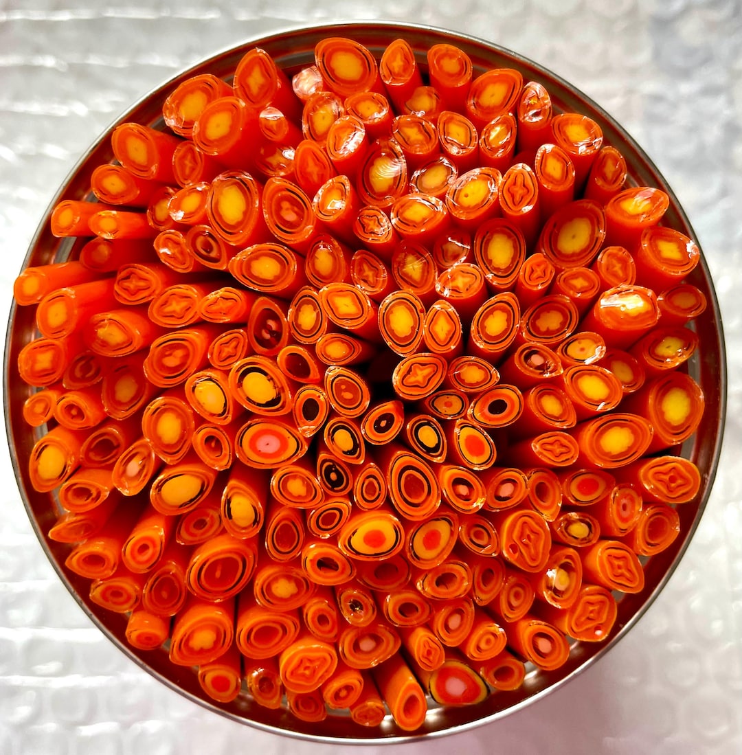Orange Bullseye COE 90 Vitrigraph Cane: Fusing, Lampwork, Mosaic ...