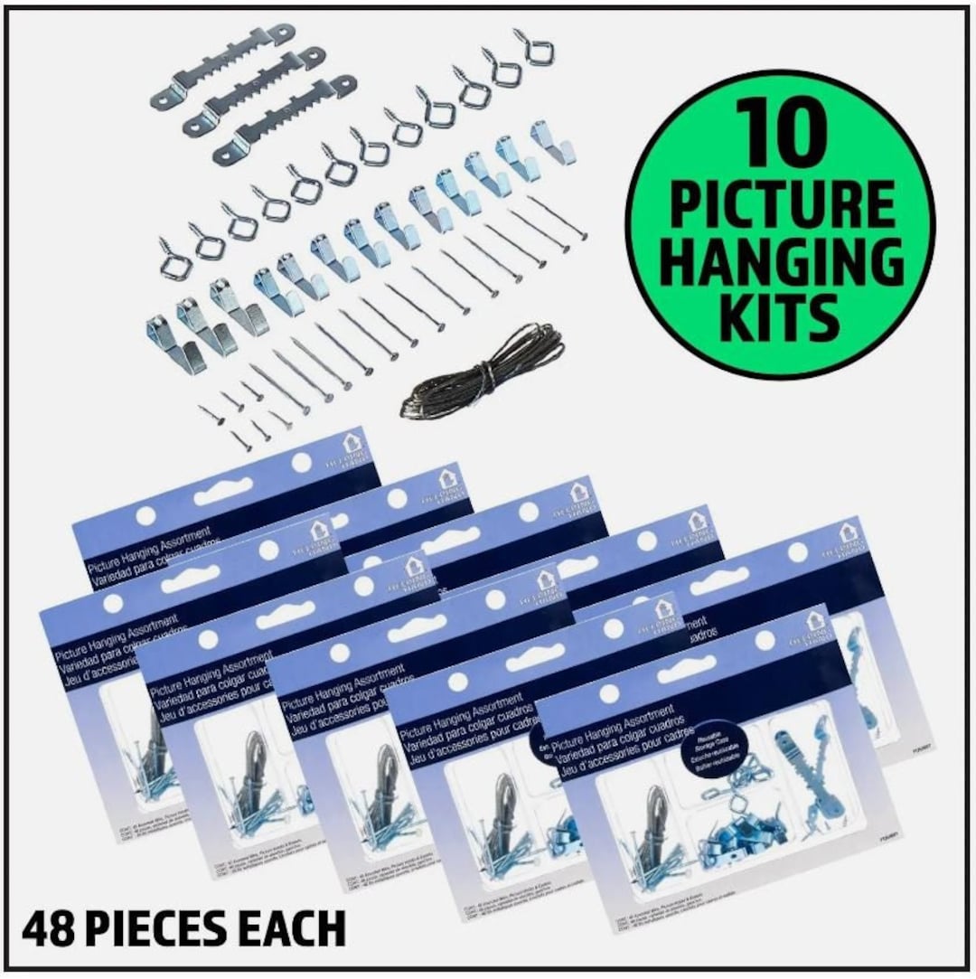 10 PACK LOT Picture Hanging Kits, Assorted Frame Wall Hangers Hooks ...