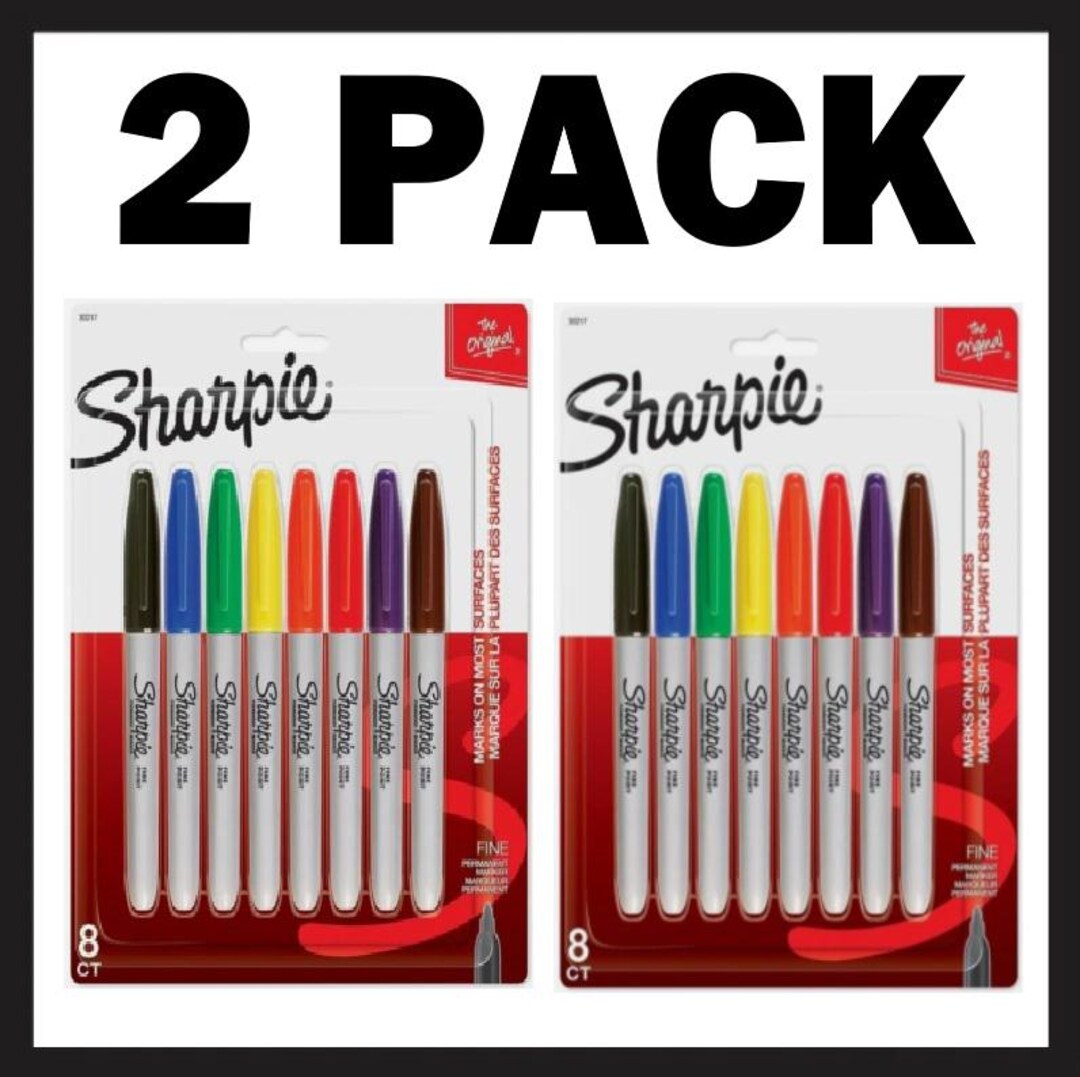 2 PACK! Sharpies Permanent Markers, 8 Count Each, Fine Point, Assorted ...