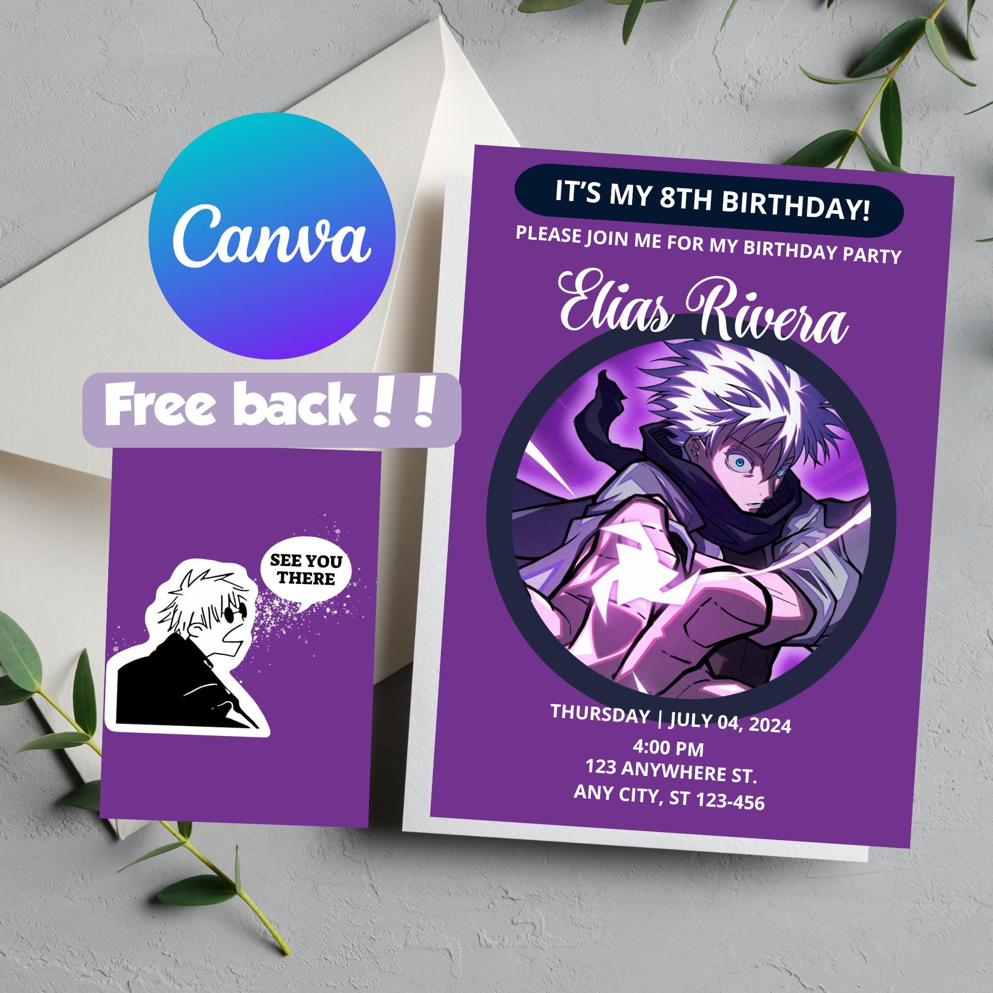 Anime Birthday Invitation, Editable in Canva, Gojo Satoru, Jujutsu ...