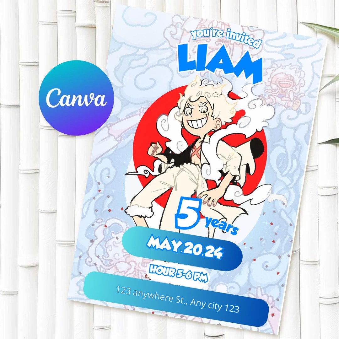 One Piece Invitation, One Piece Editable Invitation, Anime Manga ...