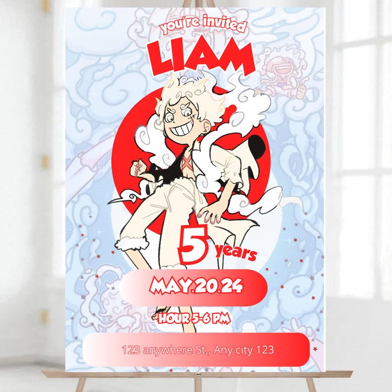 One Piece Invitation, One Piece Editable Invitation, Anime Manga ...