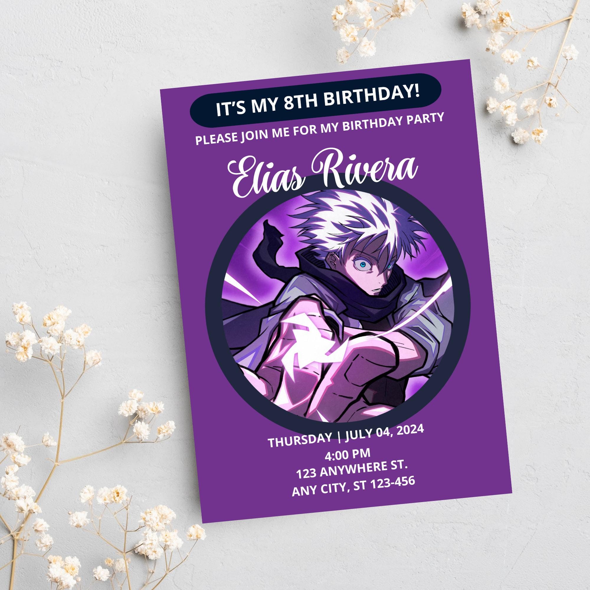 Anime Birthday Invitation, Editable in Canva, Gojo Satoru, Jujutsu ...