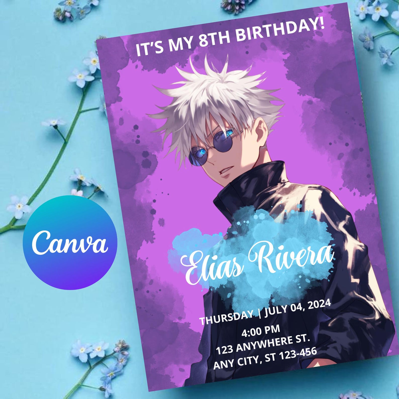 Invitation d'anniversaire imprimable, facile à modifier sur Canva ...