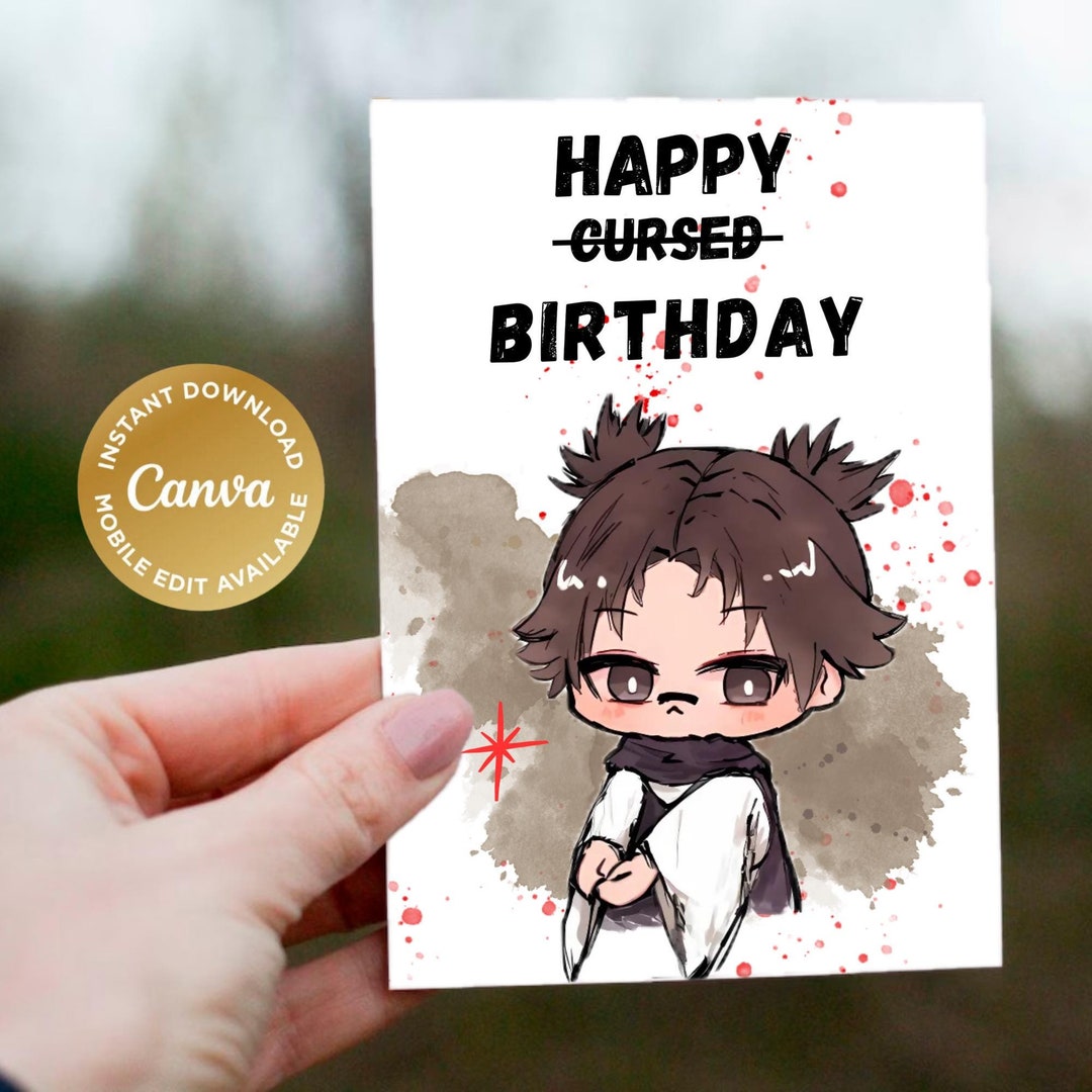 Anime Card, Anime Birthday Card, Digital Anime Art, Digital Birthday ...