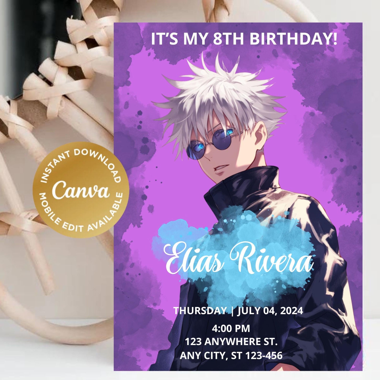 Invitation d'anniversaire imprimable, facile à modifier sur Canva ...