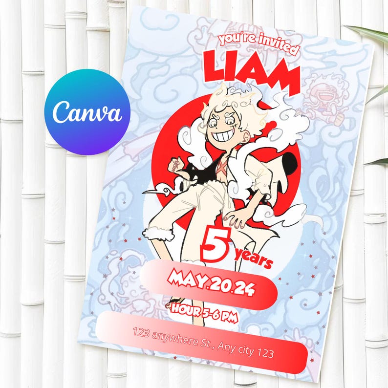 One Piece Invitation, One Piece Editable Invitation, Anime Manga ...