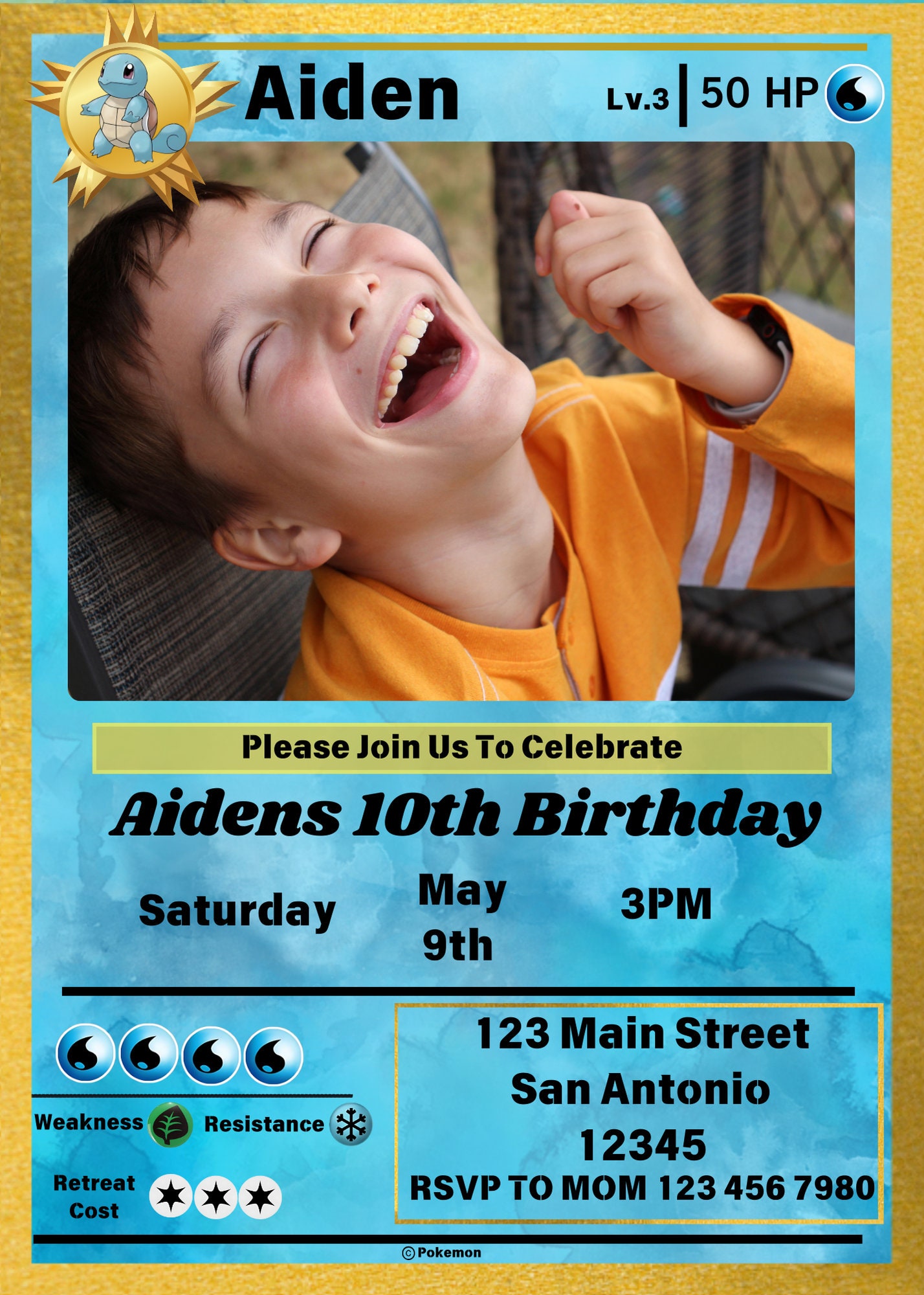 Pokemon Editable Birthday Invite, Pokemon Card Custom, Pokemon Birthday ...