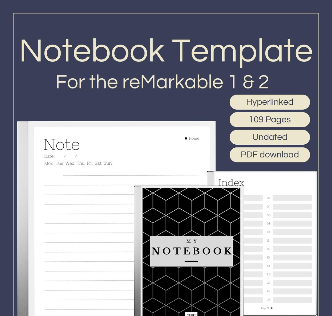 Hyperlinked Notebook Template for Remarkable 1 & 2 | Digital Notebook ...
