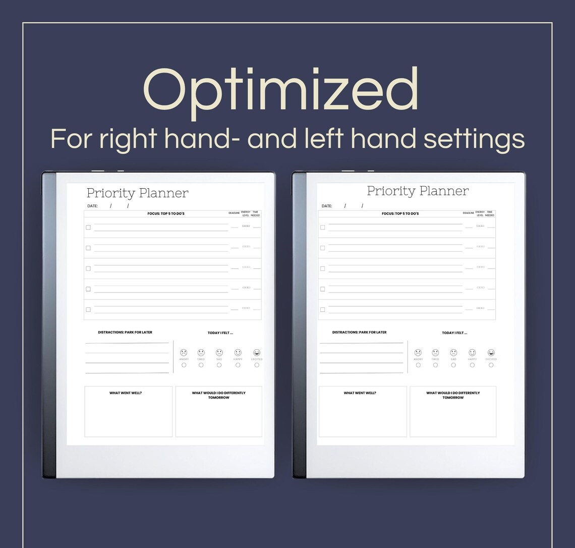 Priority Planner for the Remarkable Paper Pro | Focus 5 | to Do ...