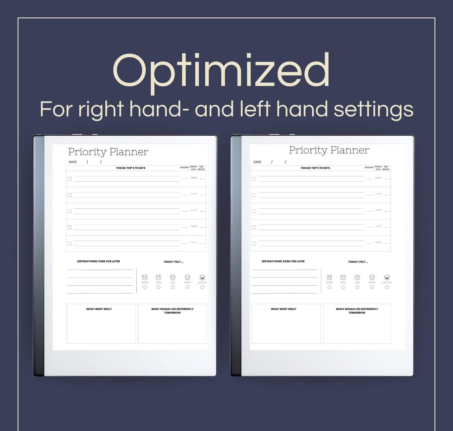 Priority Planner for the Remarkable Paper Pro | Focus 5 | to Do ...