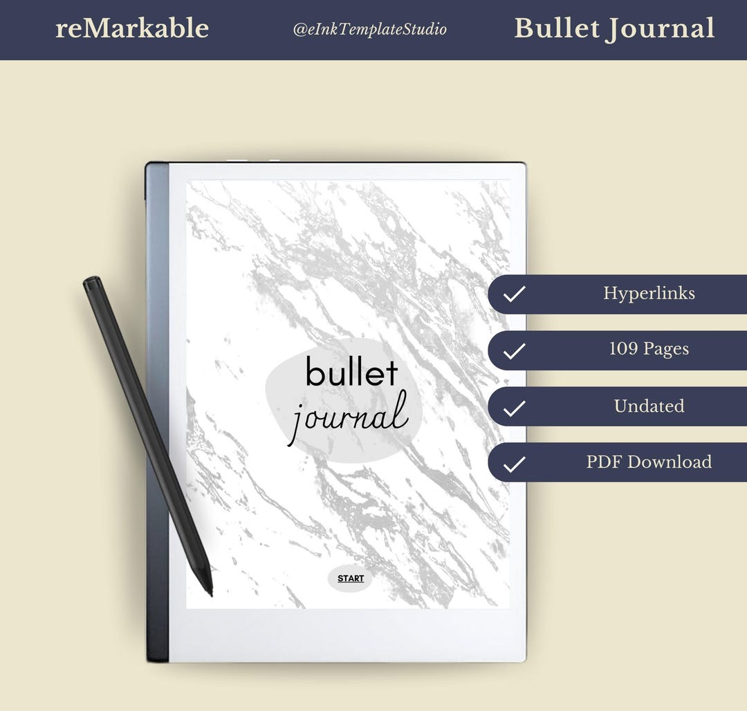 Hyperlinked Bullet Journal for Remarkable 2 | Interactive Dot Grid ...