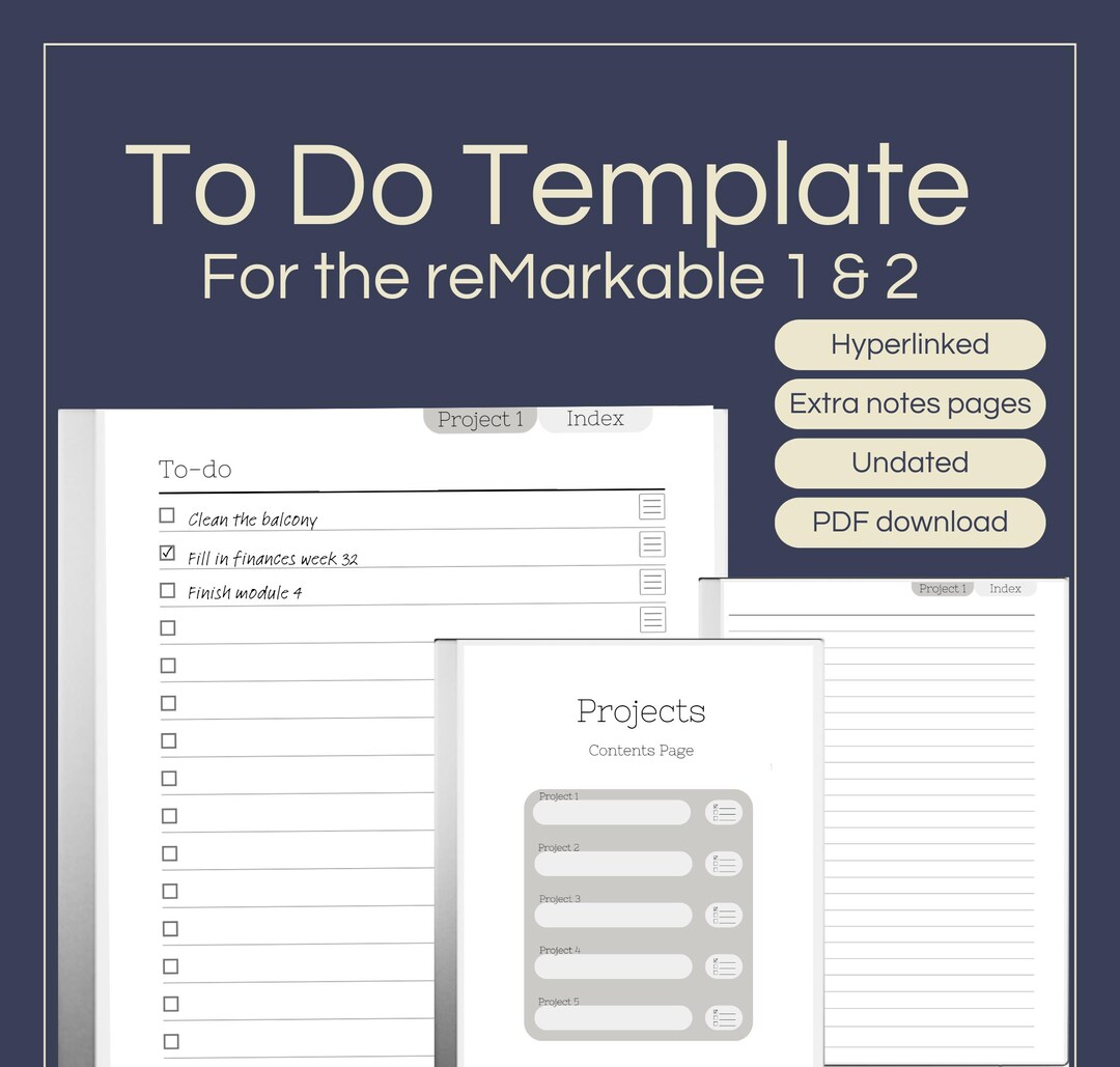Hyperlinked Project to Do List Template for Remarkable 2 | 5 Projects ...
