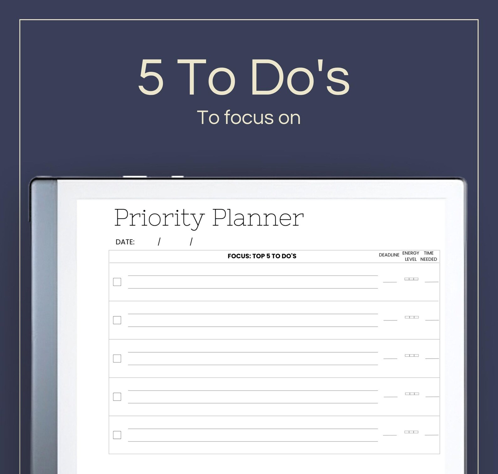 Priority Planner for the Remarkable Paper Pro | Focus 5 | to Do ...