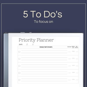 Priority Planner for the Remarkable Paper Pro | Focus 5 | to Do ...