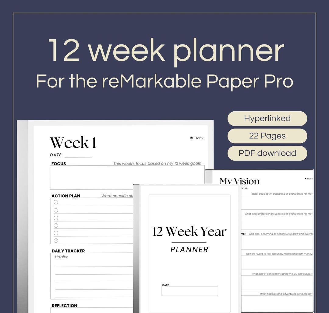 12 Week Year Planner: Goal & Habit Tracker for Remarkable Paper Pro ...