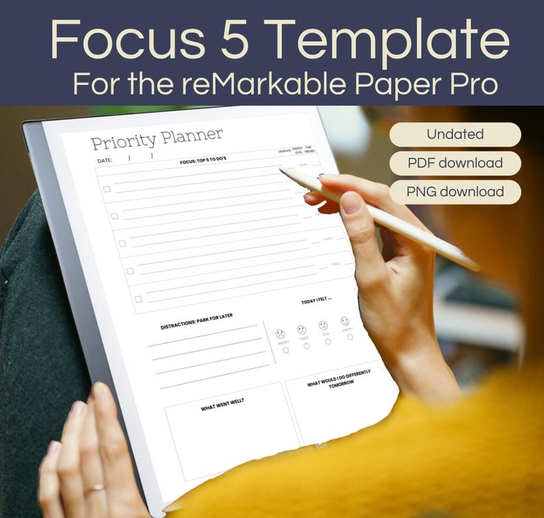 Priority Planner for the Remarkable Paper Pro | Focus 5 | to Do ...