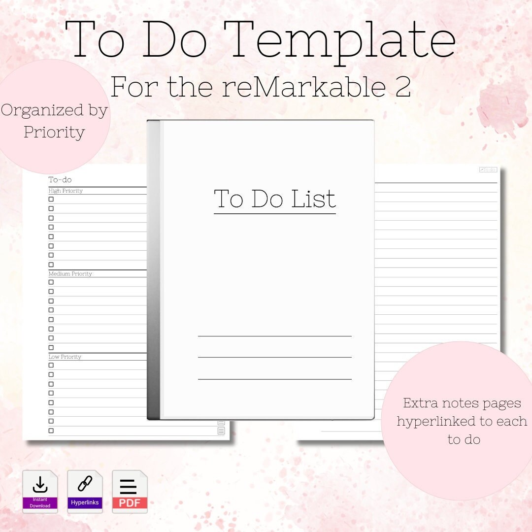 Remarkable 2 to Do Template, Instant Download, Hyperlinked PDF - Etsy