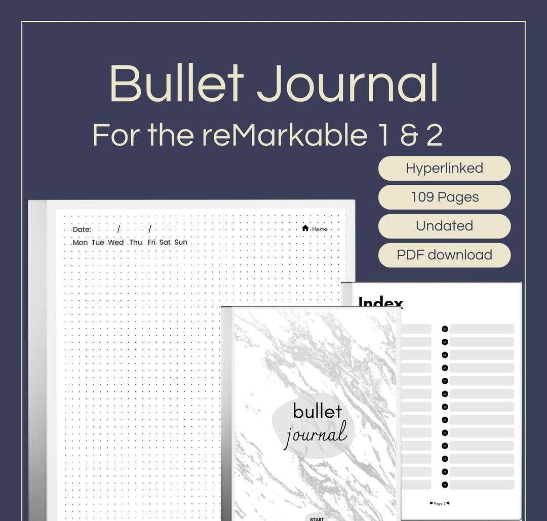Hyperlinked Bullet Journal for Remarkable 2 Interactive Dot Grid ...