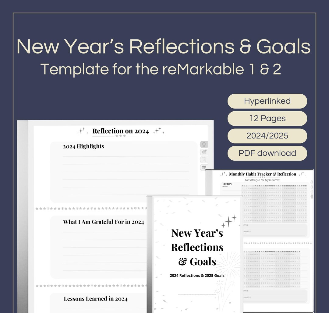 Hyperlinked New Year Goal Setting Template for Remarkable 1 & 2 Digital ...