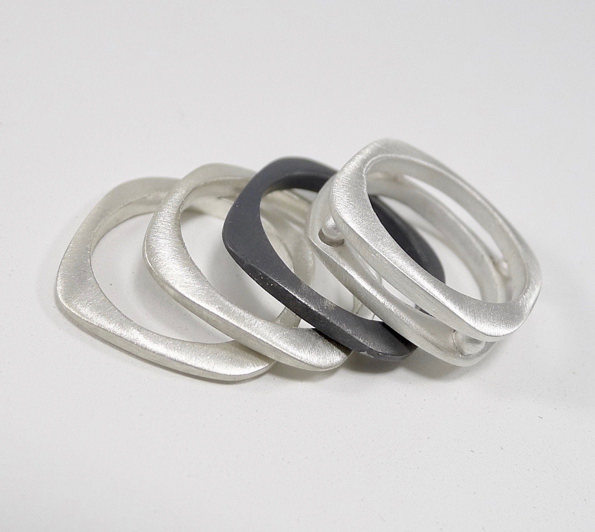 Square Sterling Stacking Ring R0190 - Etsy UK