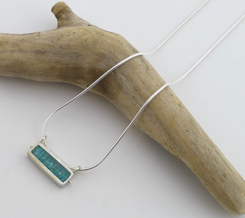 Horizontal Rectangular Sterling Necklace With Apatite - N0172 - Etsy