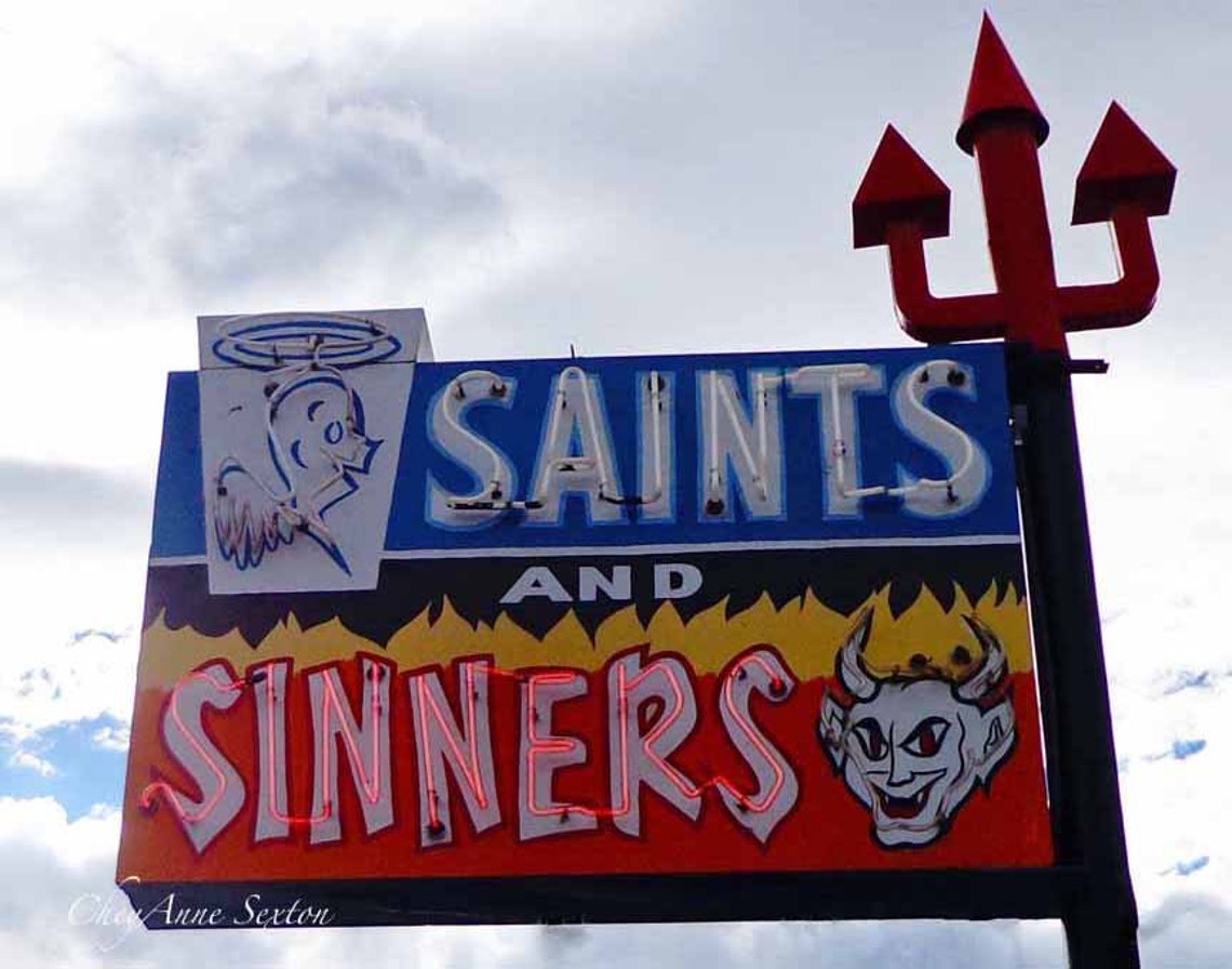 Old Neon Retro 'Saints and Sinners' signage New Mexico | Etsy